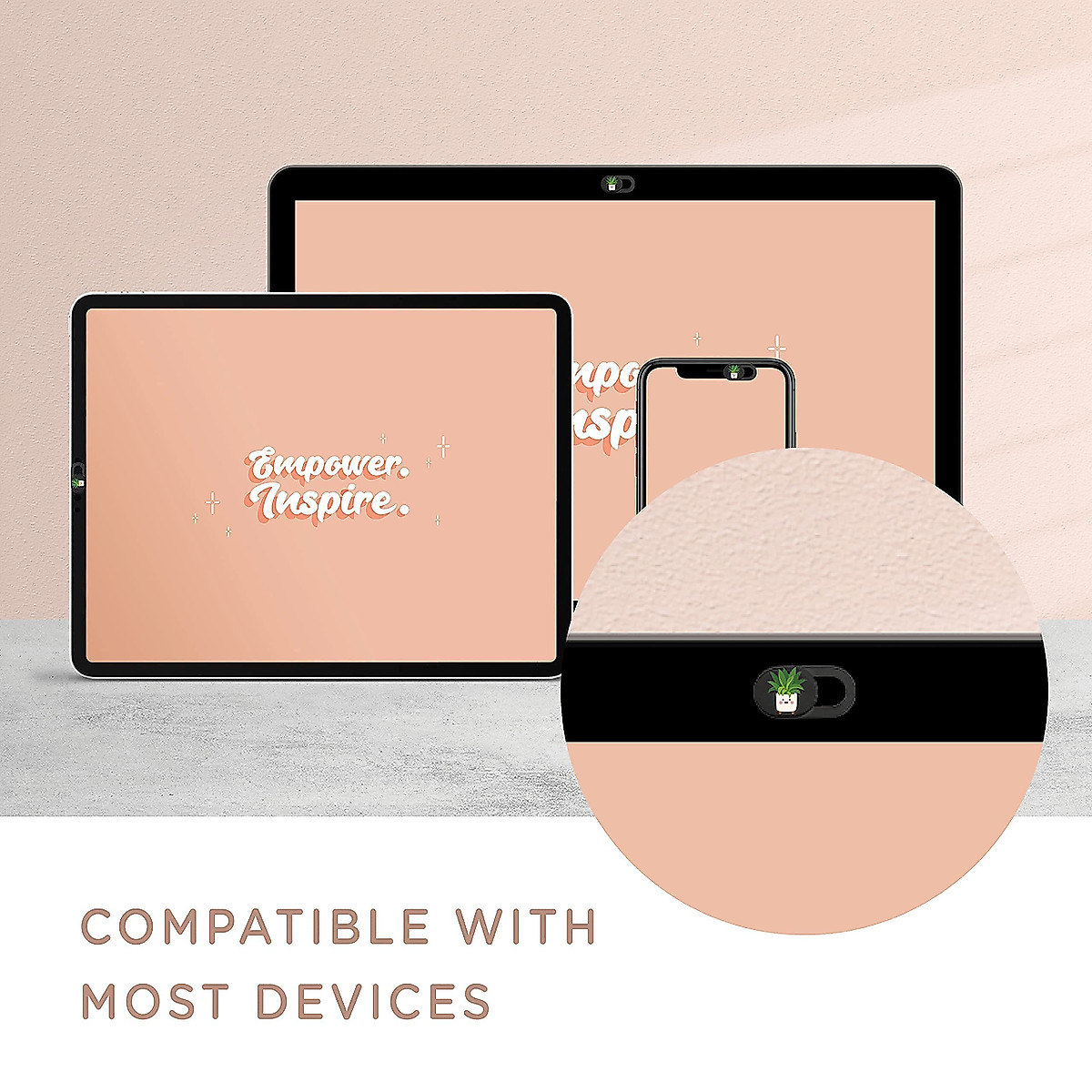 MESMOS Cute Webcam Covers Bundled with Fancy Pen Set of 3 - Daily Office Essentials