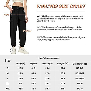 FARUNGS Quick Dry Cargo Pants Lightweight Tactical Hiking Pants with 5 Pockets for Women,Stretchy Waist and Water Resistant Black