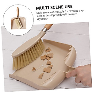 Anneome 1 Set 2pcs Desktop Dustpan Cleaning Broom Sofa Cleaner Mini Sweeper Hand Dustpan Small Brooms and Dustpans Portable Table Lamp Shades Outdoor Cleaner Handle Wooden Brush