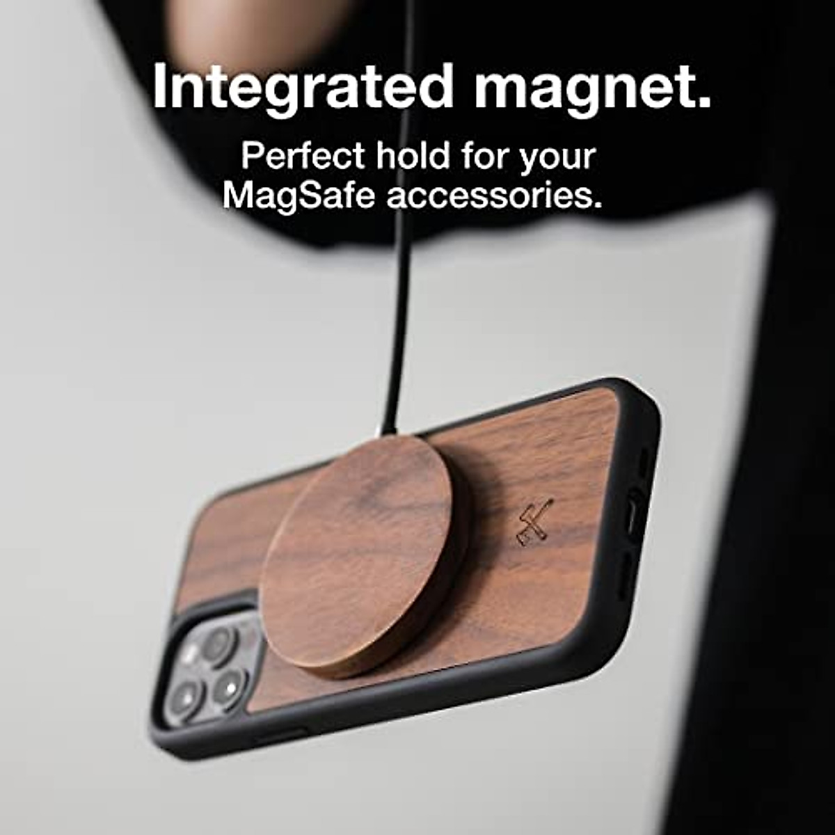 Woodcessories - Magnetic Bumper Case Compatible with iPhone 12 Pro Max case with Magnet, Made of Wood, Walnut