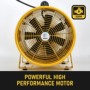 YRWTO High Velocity 12 Inch Air Mover Blower Fan, Portable Ventilation Fan for Cooling, Ventilating, Drying Wet Areas, Blows 3900 m3/h Fumes, Odors at Commercial Sites