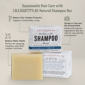 J·R·LIGGETT'S All-Natural Shampoo Bar, Moisturizing Formula -Supports Strong and Healthy Hair -Nourish Follicles with Antioxidants and Vitamins -Detergent and Sulfate-Free, Set of Three,3.5 Ounce Bar