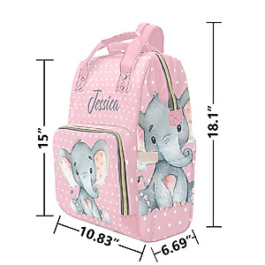 Pink Polka Dot Elephant Diaper Bags Backpack Personalized Baby Bag Nursing Nappy Bag Travel Tote Bag Gifts