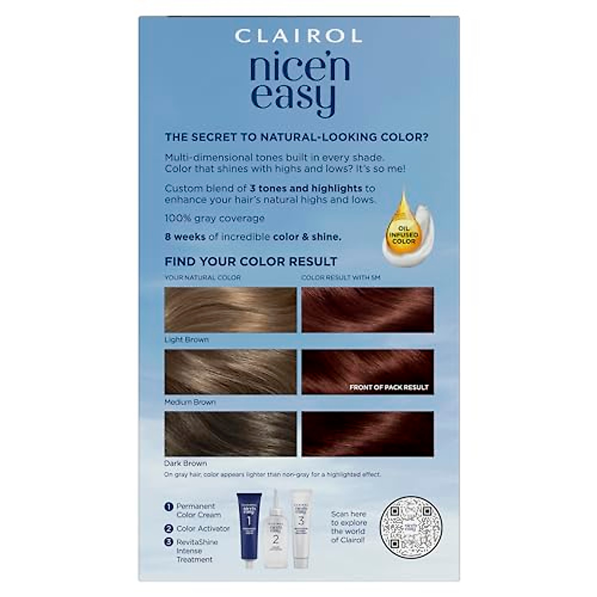 Clairol Nice'n Easy Permanent Hair Dye, 5M Medium Mahogany Brown Hair Color, 6.26 Fl Oz (Pack of 3)