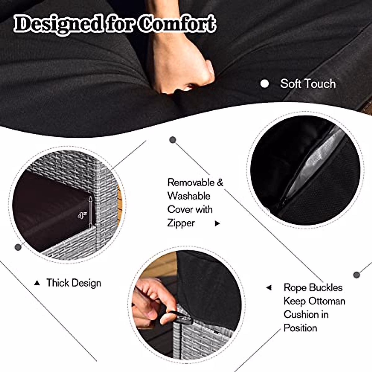 Tangkula 9 PCS Patio Furniture Set with 42” 60,000 BTU Fire Pit, Outdoor Space-Saving Sectional Sofa Set with Storage Box, CSA & ETL Approved Propane Fire Pit Table, Waterproof Covers Included (Black)