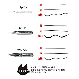 DELETER Trial Pen Set, 1 pan Holder + 3 Comic Pen nibs (G-Pen, Saji-Pen & Maru-Pen) + 3 Manga Papers, 1 Set (341-1008)