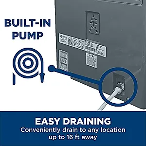 GE Energy Star Portable Dehumidifier 50 Pint with Pump, Perfect for Bedroom, Garage or Rooms up to 4000 Sq Ft, For High Humidity Areas, Built-in Pump Eliminates Need to Check Water Levels, Grey