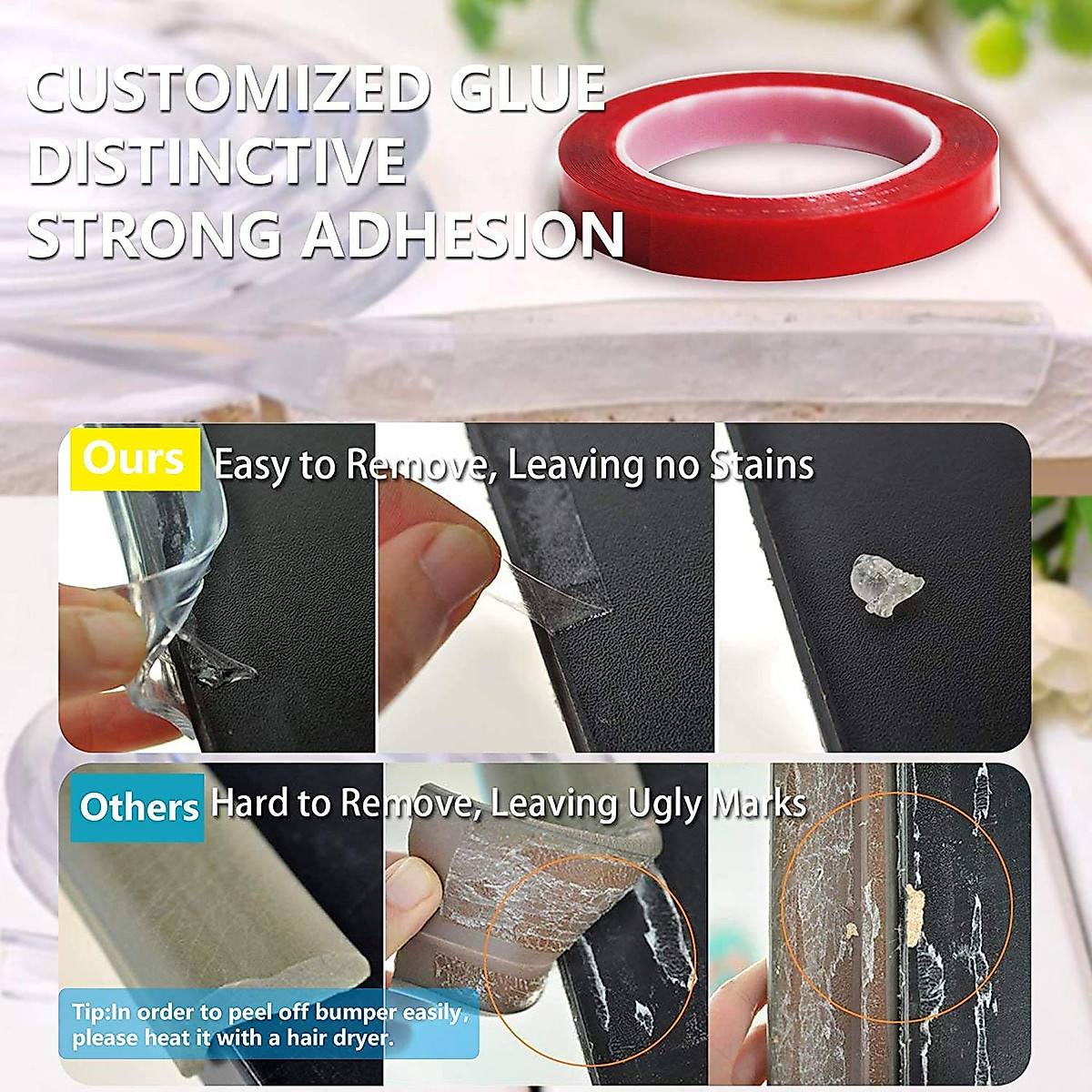 Corner Guards Child Safety - Soft Baby Proofing Furniture Edge Corner Protector Clear Soft Silicone Table Corners Protection Child Safety Kit Bumper Strip 20ft(6m) Toddler Corner Protector(4 Pack)