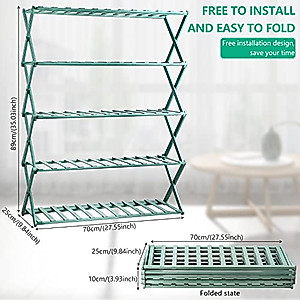 SAISN 5 Tier Wooden Shoe Rack Bamboo Shoes Storage Shelf Stackable Shoe Organizer Racks Multifunctional Free Standing Shoe Shelf Free Installation Foldable Shoe Stand for Entryway Hallway (Green)