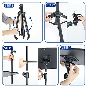 Projector Stand Tripod Adjustable Height, with Wheels, 2 Shelves, Mouse Tray Laptop Tripod, Outdoor Projector Stand for Backyard, Studio