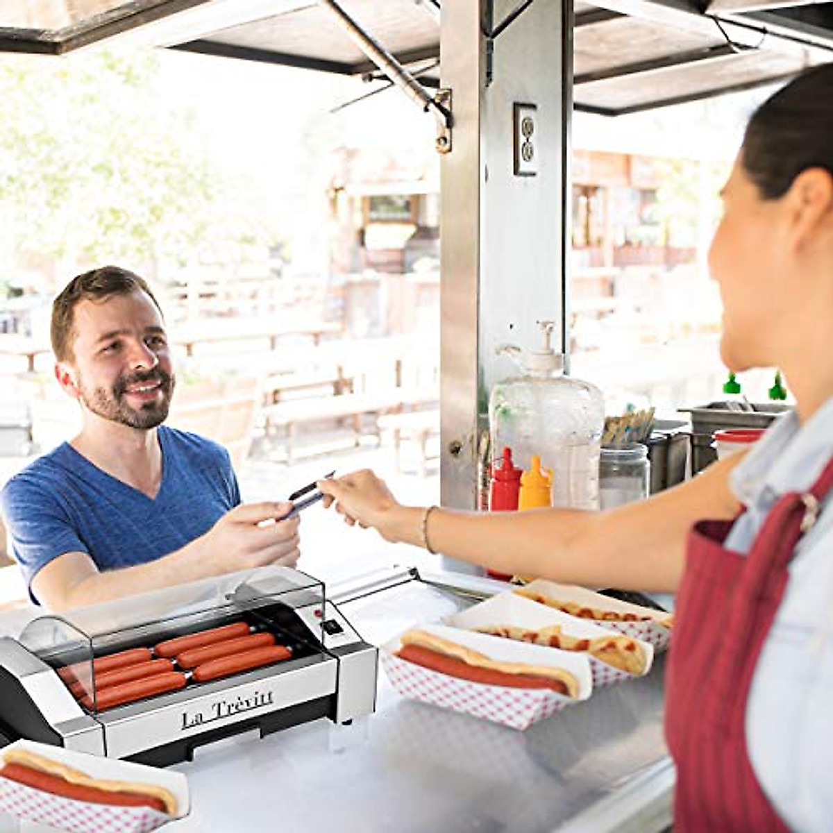 La Trevitt Hot Dog Roller- Sausage Grill Cooker Machine- 6 Hot Dog Capacity - Commercial and Household Hot Dog Machine for Family Use