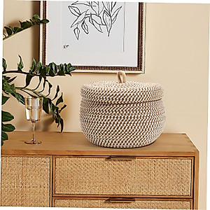 Hemoton Rope Storage Basket Lidded Basket Nursery Storage Container Rattan Storage Basket Wicker Basket with Lid Decor Multifunctional Storage Baskets Baby Diaper Rack Cotton Rope Cute