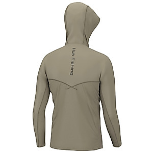 HUK Standard Icon X Hoodie, Fishing Shirt with Sun Protection for Men, Overland, Large