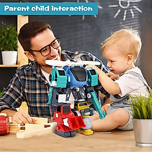 Karjoefar Toys for 3+ Year Old Boys- 4 in 1 Take Apart Robot Toys, Magnetic Assemble Transform Robot, STEM Building Toddler Car Transform Toys for Kids, Birthday Gifts 3-7