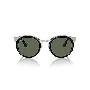 Ray-Ban RB3710 Bonnie Round Sunglasses, Black on Silver/Dark Green, 50 mm