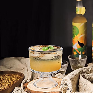 BSTKEY 6PCS Set 10 oz Glass Dessert Bowls/Cups, Cute Footed Dessert Bowls for Ice Cream Trifle Fruit Pudding Snack Salad Condiment Sundae Cocktail Drinks Party