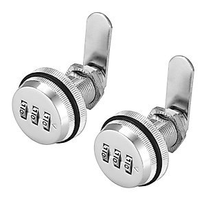 2 Pack Combination Cam Lock Password Coded Lock 3-Digit Security Cabinet Cam Lock 3/4 Inch Cylinder Chrome Finish Drawer File Cabinet Lock for Office Home Mailbox Door Storage Cabinet