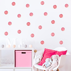 ROFARSO 120 Decals 2.2'' Pink Polka Dots Wall Decals Stickers DIY Removable Peel & Stick Wall Art Decorations Home Decor for Nursery Bedroom Living Room Playing Room