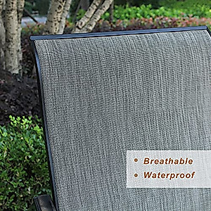 Bigroof Patio Swivel Chairs Metal Mesh Dining Chairs Set of 2 with Textilene Fabric, Outdoor Garden Backyard Lawn Furniture Rocker Chair, Grey