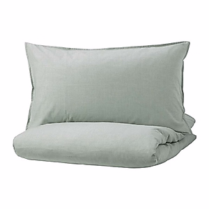 IKEA Bergpalm Duvet Cover and Pillowcases Green Stripe 104.231.84 Size: Full/Queen (Double/Queen)