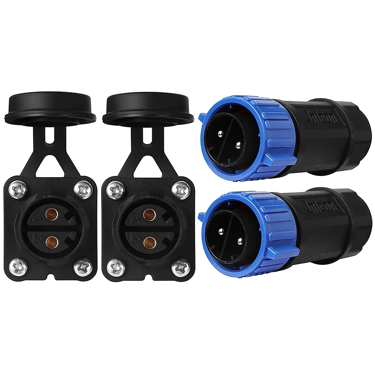 Trolling Motor Plug Receptacle Set, 12V/24V/ 36V/48V Plug for Trolling Motor/Down Rigger/Fishing Reel,Waterproof Marine Boat DC Power Connector 2Pack