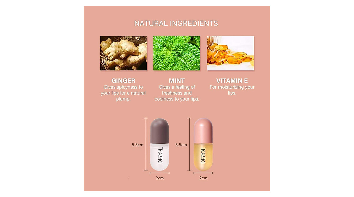 DEROL Lip Plumper by Vafee - Natural Fuller Lip Enhancement