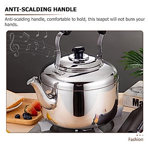 Yardwe Insulated Teapot Stovetop Tea Kettle, 4 liters Silver Water Kettle, Stainless Steel Vintage Fast Boiling Tea Pot, Mirror Finish, Ergonomic Handle Whistling Tea Pot