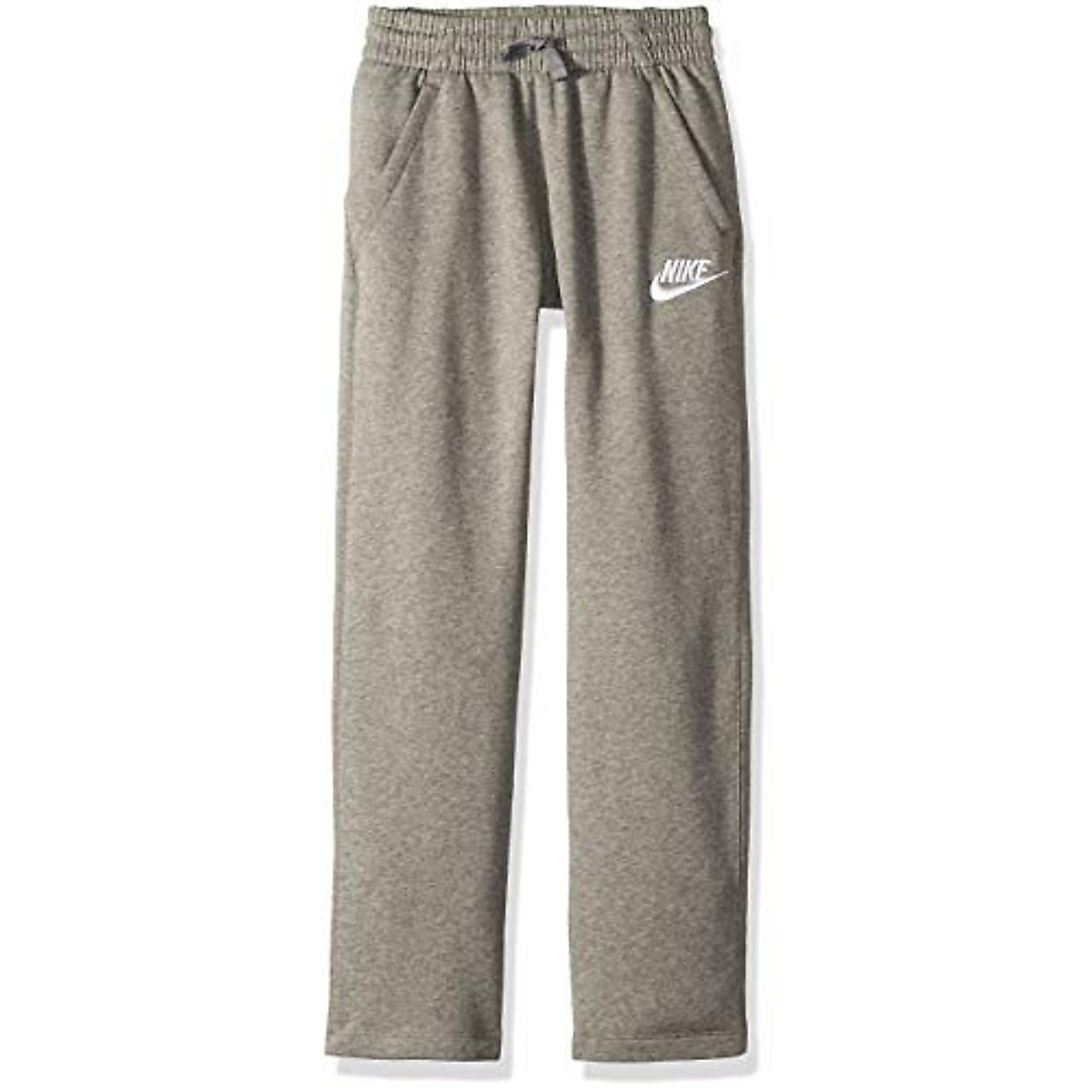 NIKE Sportswear Boys' Club Fleece Open Hem Pants, Carbon Heather/White, Large