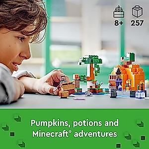 LEGO Minecraft The Pumpkin Farm 21248 Building Toy, Hands-on Action in The Swamp Biome Featuring Steve, a Witch, Frog, Boat, Treasure Chest and Pumpkin Patch, Minecraft Toy for Boys and Girls Aged 8+