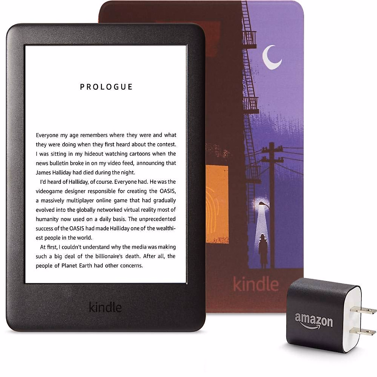 Kindle Essentials Bundle including Kindle, now with a built-in front light, Amazon Printed Cover, and Power Adapter