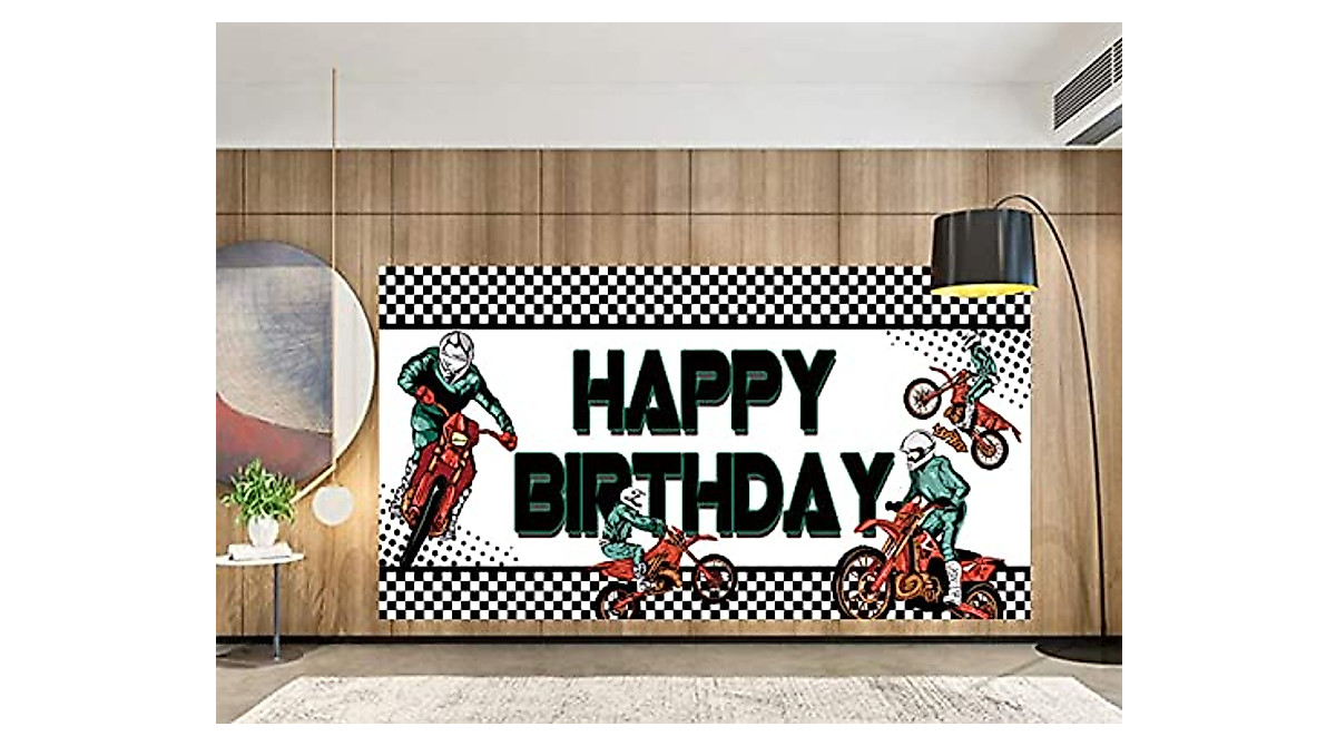 Large Motocross Happy Birthday Banner - Vibrant Party Backdrop