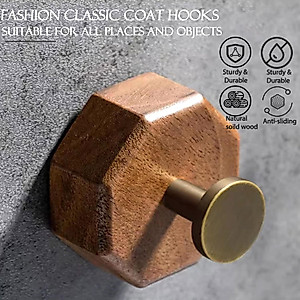 BeiLeiNiceHK Wall Hooks for Hanging Heavy Duty, 4 Packs Black Walnut Coat Hooks Wall Mount Small Wooden Decorative Wall Hanging Hooks