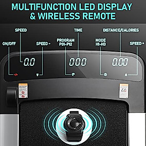 Under Desk Walking Pad, 300 lb Capacity, Installation-Free Electric Treadmills for Home, 12 Preset Programs Running Machine for Home