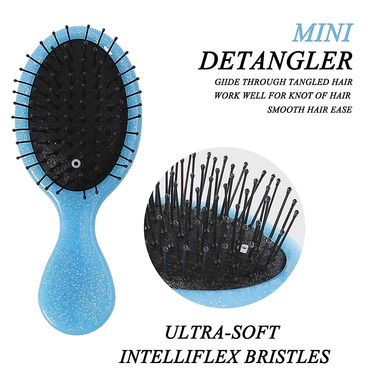 Toddler Detangler Hair Brush Travel Detangling Brushes 3Pcs Women Valentines Day Best Gift Small Wet Hair Brush For Baby Kids Pocket hairbrush Pro, for Curly Hair, Wet Dry Hair Tangle Brush