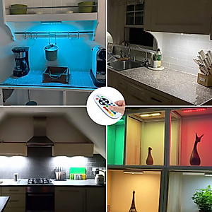 SZOKLED Under Cabinet Lighting Rechargeable 48-LED Wireless Under Cabinet Lights Remote, Kitchen Counter Lights Closet Lights RGB Perfect for Indoor Pantry Display Shelf 15 Color Changing(6 Packs)