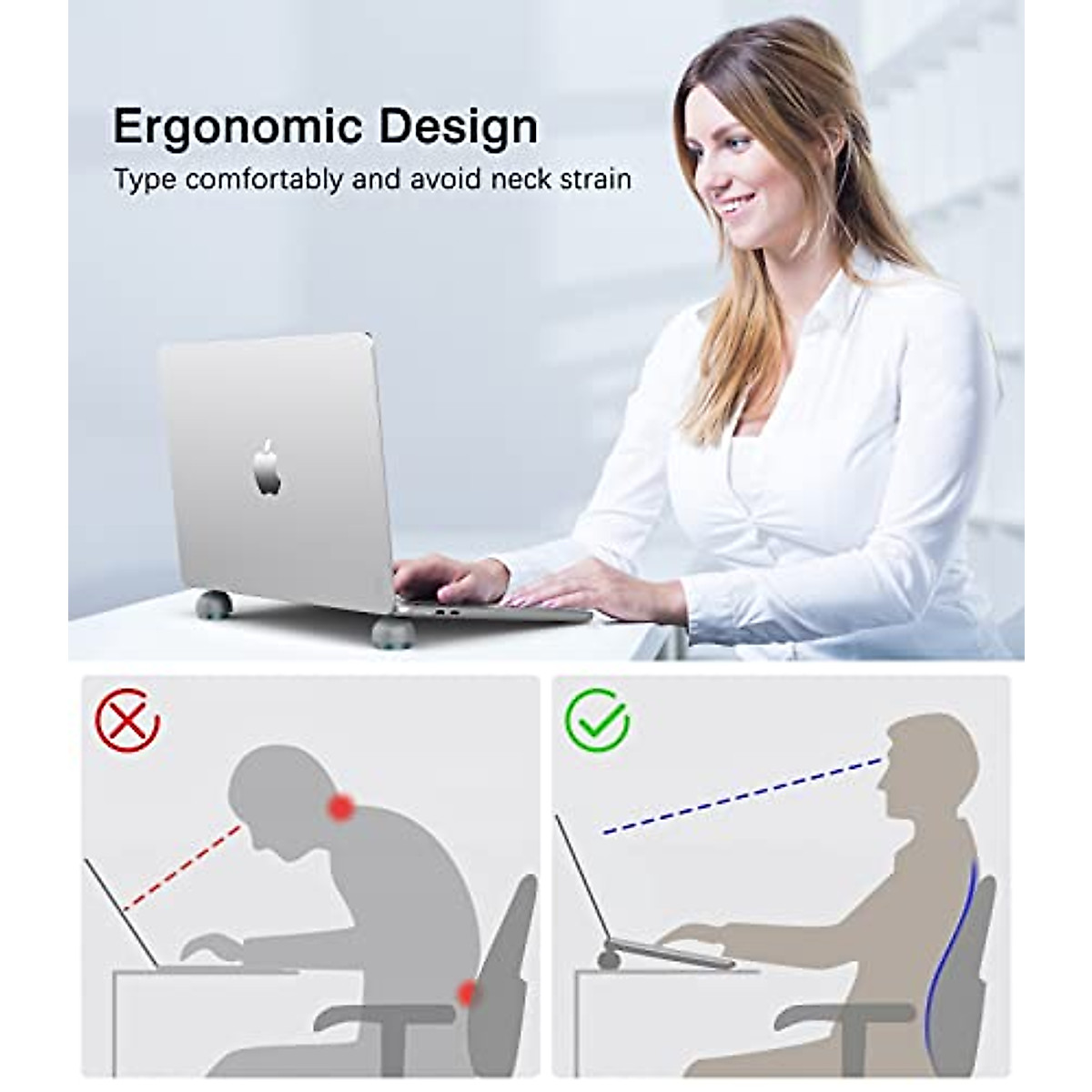 MoKo Universal Laptop/Computer Keyboard Stands, [2 Pack] Ergonomic Small Invisible Laptop Feet Riser, Anti-Slip Keyboard Stand Tilt Pad Portable Magnetic Cooler Holder for PC Notebook, Space Gray