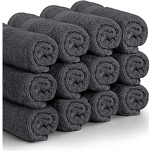 Utopia Towels [12 Pack] Premium Wash Cloths Set (12 x 12 Inches) 100% Cotton Ring Spun, Highly Absorbent and Soft Feel Essential Washcloths for Bathroom, Spa, Gym, and Face Towel (Grey)