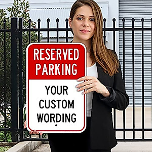 Sigo Signs Reserved Parking Sign, Custom No Parking Sign for Parking Lots, Businesses and Schools, 12x18 Inches, Outdoor Rust Free .063 Aluminum, Fade/Weather Resistant, Made in USA by Sigo Signs