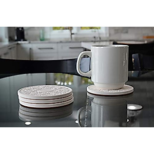 CoasterStone Absorbent Stone Coasters, “Victorian Lace Set of 4