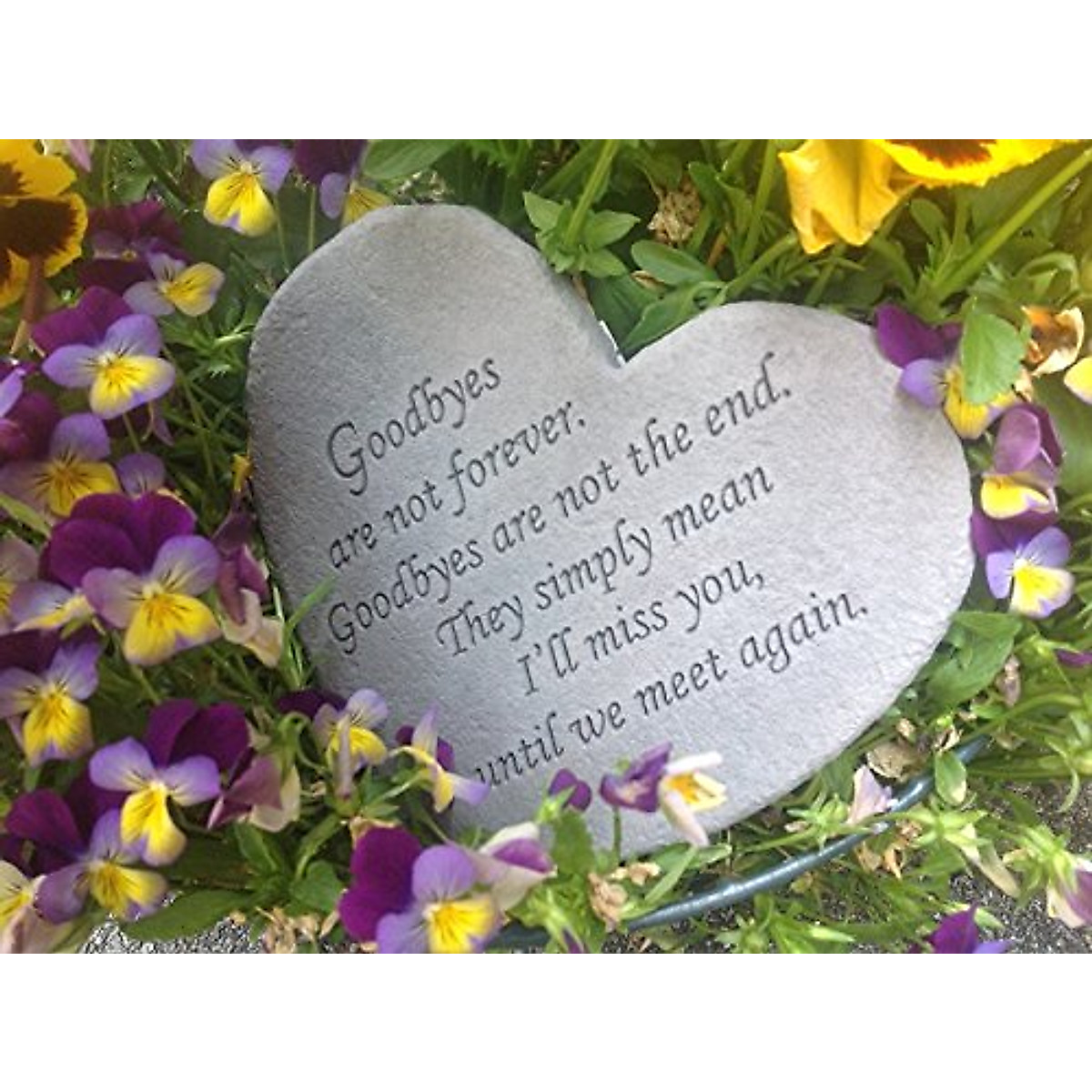 Kay Berry Goodbyes are Not Forever Heart Shaped Memorial Stone (Grey)