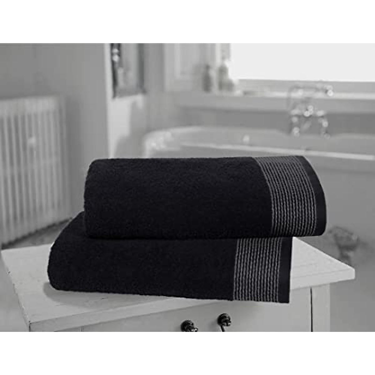 BELIZZI HOME Ultra Soft 2 Pack Oversized Bath Towel Set 28x55 inches, 100% Cotton Large Bath Towels, Ultra Absorbant Compact Quickdry & Lightweight Towel, Ideal for Gym Travel Camp Pool - Black