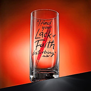 JoyJolt Star Wars Darth Vader Lightsaber Tall Drinking Glass - 14.2 oz - Set of 2