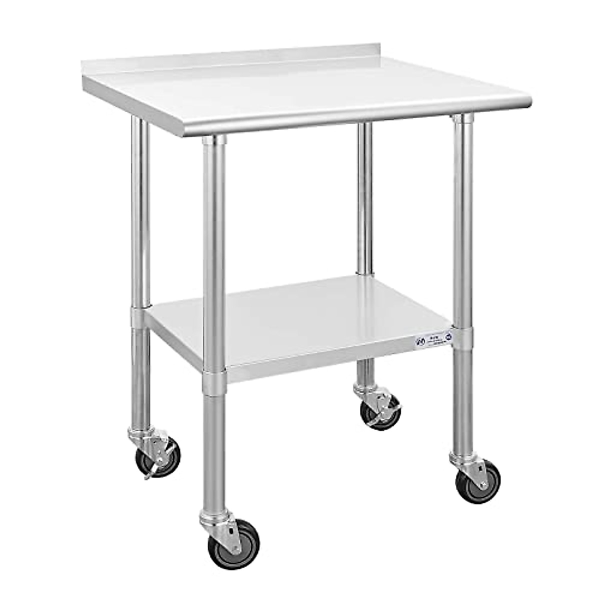 Hally Stainless Steel Table for Prep & Work 24 x 30 Inches with Caster Wheels, NSF Commercial Heavy Duty Table with Undershelf and Backsplash for Restaurant, Home and Hotel