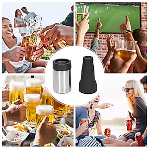 Beer Bottle Insulator, Insulated Can Bottle Cooler with Beer Opener Double Wall Beer Bottle Insulator Can Chiller Accessories for Standard Cans, Beer Bottle(Sliver)