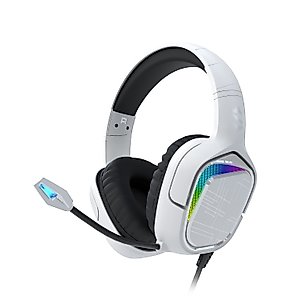 Black Shark Gaming Headset for PC, PS4, PS5, Xbox, Switch, All-in-1 Gaming Headphones with Ultra-Clear Bendable Mic, 50mm Dynamic Drivers, Noise Isolation Ear Cushions, in-line Controls - White