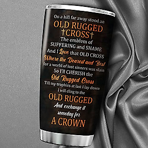 ZOXIX Christian Tumbler With Lid Stainless Steel Coffee Mug I Will Cherish The Old Rugged Cross Resurrection Of Jesus Inspirational Travel Cup Spiritual Gifts For Women Birthday