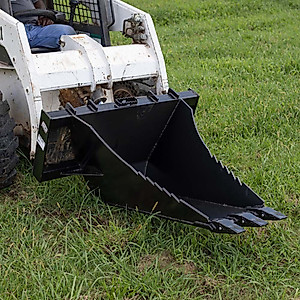 Titan Attachments Extreme Duty Stump Bucket Tree Spade Scoop Digger, Universal Skid Steer Quick Tach, HD Serrated Leading Edge, Ideal for Ripping Roots & Removing Tree Stumps