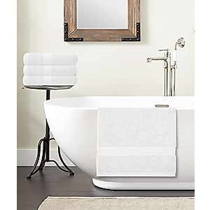 Avalon Bath Towels for Bathroom 100% Cotton White Bathroom Towels Pack of 6 (22x44 inches) - Quick Drying Bath Towels Set Small, Light Weight & Absorbent Perfect Gym & Pool Towel Set