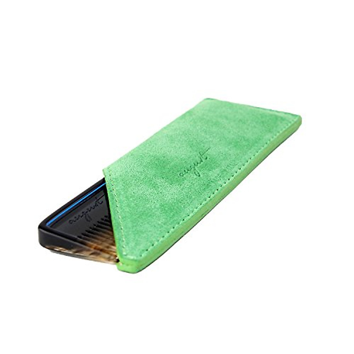AUGUST GROOMING Soft Suede Case for Luxury Comb (Pocket, Green Suede)