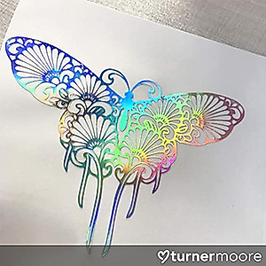 Silver Holographic Vinyl Permanent, 12" x15 FEET Rainbow Holographic Vinyl Roll, Chrome Holographic Sticker Vinyl for Cricut, Silhouette, Signs, Decals by Turner Moore Edition (15FT)